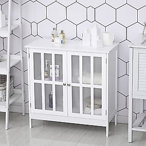 kleankin Sideboard Buffet, Storage Cabinet with 2 Doors, Credenza for Multifunction in Kitchen, Console, Living Room, White