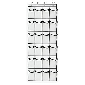 Venls Over the Door Hanging Shoe Organizer with 24 Large Mesh Pockets - Shoes Holder/White