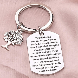 BEKECH Daughter-in-law Gift Daughter in Law Keychain Welcome to our Family Dog Tag Key Chain Wedding Gift Jewelry from Mother-in Law/Father-In-Law (silver)