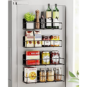 Sisfung Magnetic Spice Rack, Spice Rack Organizer for Refrigerator or Microwave Oven, Magnetic Shelf Kitchen organization (Black)
