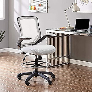 Modway MO-EEI-1423-GRY Veer-Reception Desk Flip-Up Arm Drafting Chair, 22.5"L x 25.5"W x 41.5-50"H, Gray
