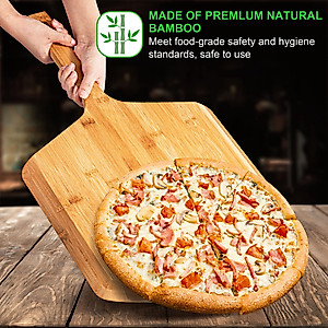 Pizza Peel 16 Inch, Natural Bamboo Pizza Peel Pizza Paddle Spatula Oven Accessory for Large Wood Pizza Board For Transferring & Serving, Wood Pizza Cutting Board for Cheese Bread Fruit Vegetables