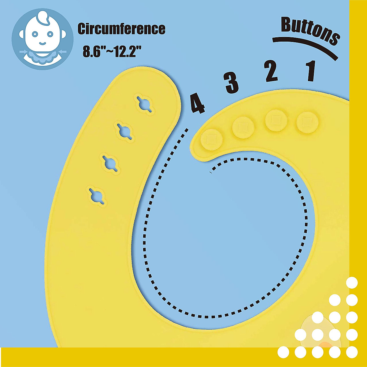 myHomeBody Waterproof Baby Bibs, Baby Bib Catcher, Baby Bib with Food Catcher, Baby Bibs Reusable, Cute Baby Bibs Silicone, Yellow Rabbit, 1pc