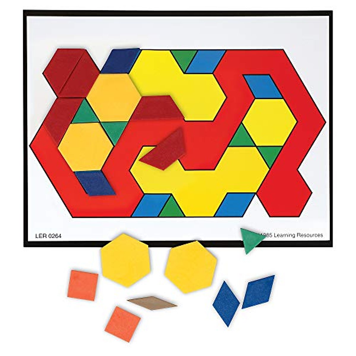 Learning Resources Pattern Block Activity Pack, Pattern Block Cards for Kids, Geometric Shapes, 142 Pieces, Ages 7+
