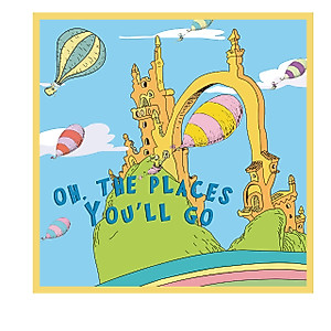 Generic 80PCS Oh The Places You'll Go Party Decorations Dr Seuss Party Decorations Oh The Places You'll Go Party Plates Napkins Forks Tableware Set for Kids Graduation Party