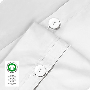 Bare Home 100% Organic Cotton Full/Queen Duvet Cover Set - Crisp Percale Weave - Lightweight & Breathable - Cooling Duvet Cover Set (Full/Queen, White)