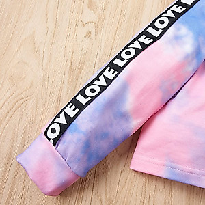 Axumity Toddler Baby Girls Clothes Long-sleeve Tie Dye Hoodie With Joggers Pants Fall Winter Outfits Set(5-6T)