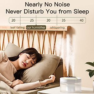 Small Portable 1L Humidifier, Mini Top Fill Cool Mist Air Humidifier, Dual Nozzles Desktop Humidifier for Baby Bedroom Office, Whisper-Quiet Operation, 2 Spray Modes & Night Light Modes, Auto Shut-Off