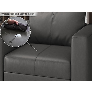 EASE MOOSE Convertible Modular Couch U Shaped Sofa with Storage Seat, Faux Leather Modular Sectional Sofa Oversized Sleeper Sofa with Reversible Chaises, Grey