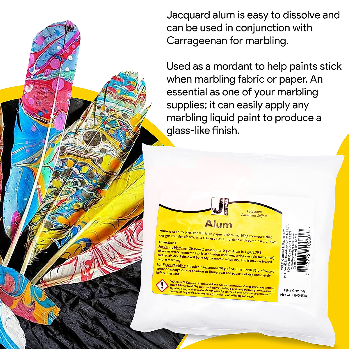 Jacquard Alum - Pretreat Fabrics and Paper Before Marbling - Use as Mordant