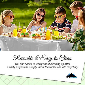 NextClimb Rectangle Vinyl Tablecloth (3 Pack) 54 x 108 inches - THICKEST Heavy Duty Table Cloth - Disposable Or Reusable White Plastic Outdoor Party Table Covers