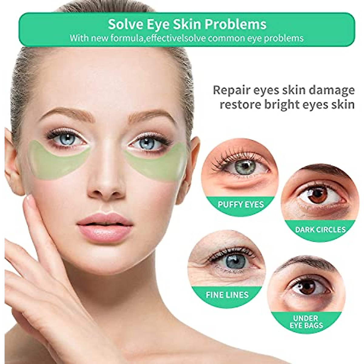 BREYLEE Aloe Vera Eye Mask– 60 Pcs - Puffy Eyes and Dark Circles Treatments – Look Younger and Reduce Wrinkles and Fine Lines Undereye, Improve and Firm eye Skin - Pure Natural Material Extraction