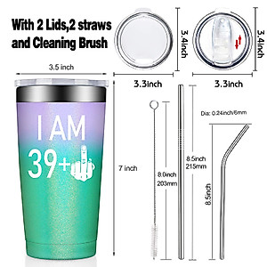 BIRGILT 40th Birthday Gifts for Women Men - Funny Gifts for Best Friends Wife Mom Husband - Tumbler Cup