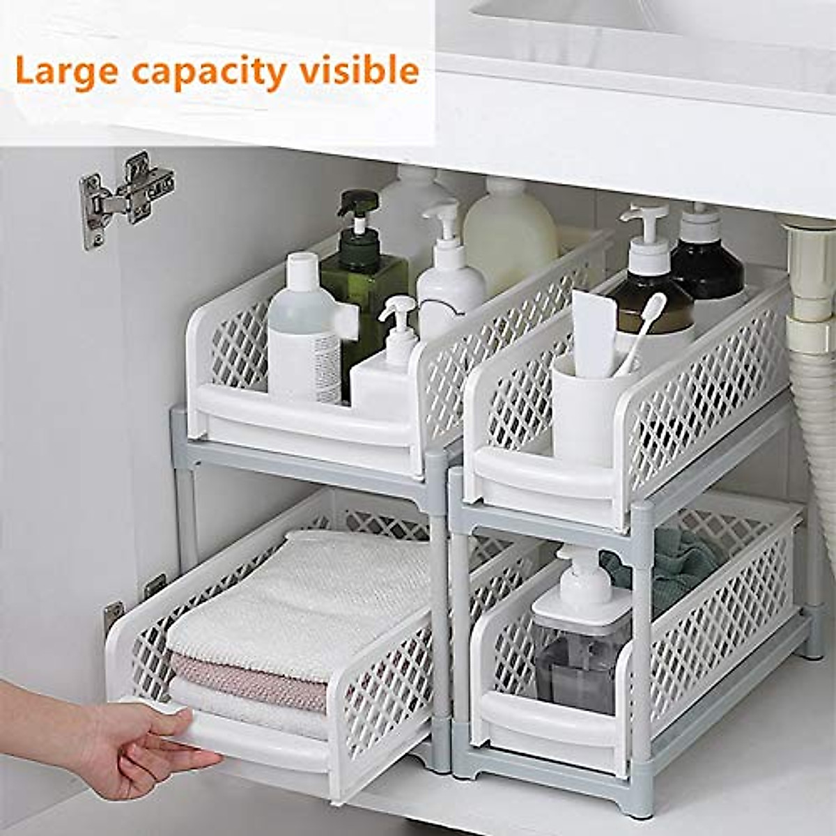 Hyuduo Bathroom Basket, Provides Ample Space Bathroom Storage Rack Storage Cabinet Organizer for Kitchen Bathroom Office Bedroom Garage,Rack