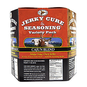 Hi Mountain Jerky Seasoning and Cure Kit - VARIETY PACK #1: Original, Mesquite, Hickory, Cracked Pepper N’ Garlic, & Cajun Flavors. Create Delicious & Flavorful Jerky at Home