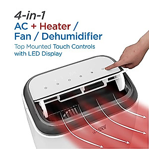 Commercial Cool CPT08HWB Air Conditioner with Remote Control Portable AC, 12000 BTU+HEAT, White