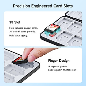 JINGDU 24-Slot Switch Game Card Case Compatible with Nintendo Switch Games & micro SD Cards, Portable Games Holder Organizer Suitable for Switch, Lite & OLED Game Cards, Black