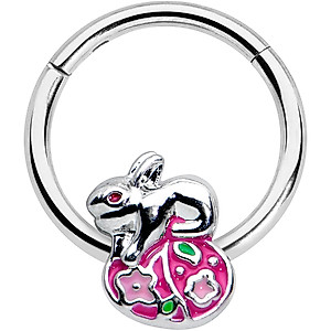 Body Candy Womens 16G Steel Hinged Segment Ring Seamless Cartilage Nipple Festive Egg Rabbit Nose Hoop 3/8"