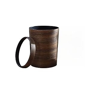 PIPONS Garbage Bin for Bathroom Retro Pressing Ring Plastic Trash Can Mimetic Wood Grain Garbage Bin for Kitchen Household Office Trash Can Wastebasket (Color : 10l/2.5gal)