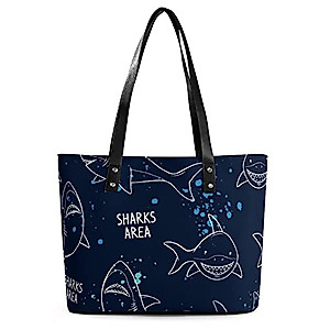 Womens Handbag Sharks Leather Tote Bag Top Handle Satchel Bags For Lady