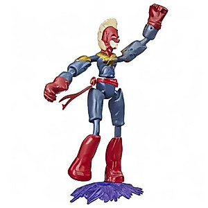 Avengers Marvel Bend and Flex Action Figure Toy, 6-Inch Flexible Captain Marvel Figure, Includes Blast Accessory, for Kids Ages 4 and Up