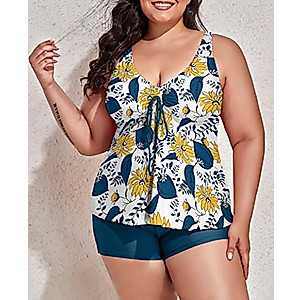 Omichic Modest Tankini Swimsuits for Women Two Piece Bikini Tank Top with Boyshorts Tummy Control Bathing Suits