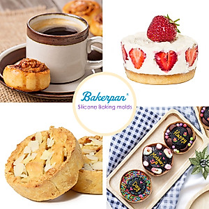 Bakerpan Silicone Muffin Pan, Non Stick Cupcake Tray, Muffin Baking Cups, Silicone Muffin Tray, 6 Cup Cupcake Pan, Purple - Set of 2