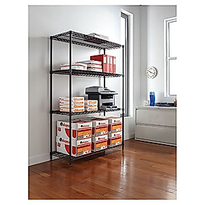Alera SW504818BL Industrial Heavy-Duty Wire Shelving Starter Kit, 4-Shelf, 48w X 18d X 72h, Black