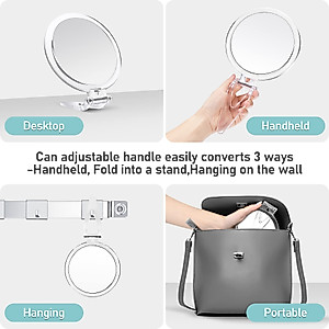 MIYADIVA Magnifying Mirror,30X Hand Mirror with Handle,Travel Magnifying Mirror with Double-Sided 1X/30X Magnification,5 in Handheld Magnifying Mirror,Foldable Makeup Mirrors for Everyone