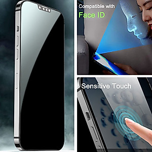 SOOPUR 2-Pack 4 Way Privacy Screen Protector for iPhone 13 Pro Max/iPhone 14 Plus, 360 Degree Horizontal and Vertical Anti-Spy Tempered Glass Film with Alignment Frame, Face ID Sensitive