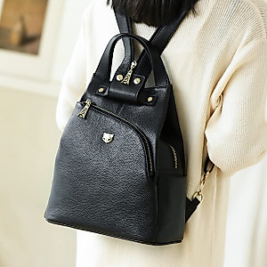 FOXLOVER Genuine Leather Backpack Purses for Women Ladies Fashion Designer Small Travel Bag Mini Daypack