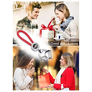 Bling Bling Leather Keychain,Universal Car Accessories Car Lanyard Key Fob Holder with Anti-lost D-ring and Screwdriver(Red)