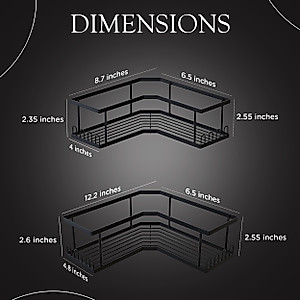 SAROEL Shower Caddy 2 Pack, No Drilling, Self Adhesive Shower Organizer for Bathroom Storage&Shower Shelves,Large Capacity (8 Hooks), Rustproof Stainless Steel Bathroom Organizer &Storage