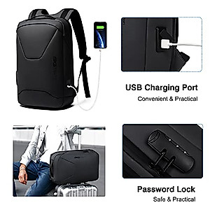 FANDARE Anti-Theft Backpack Business Daypacks fits 15.6 Inch Laptop Travel Large Backpack with USB Charging Port Waterproof Computer Bag for Women Men Notebook Black