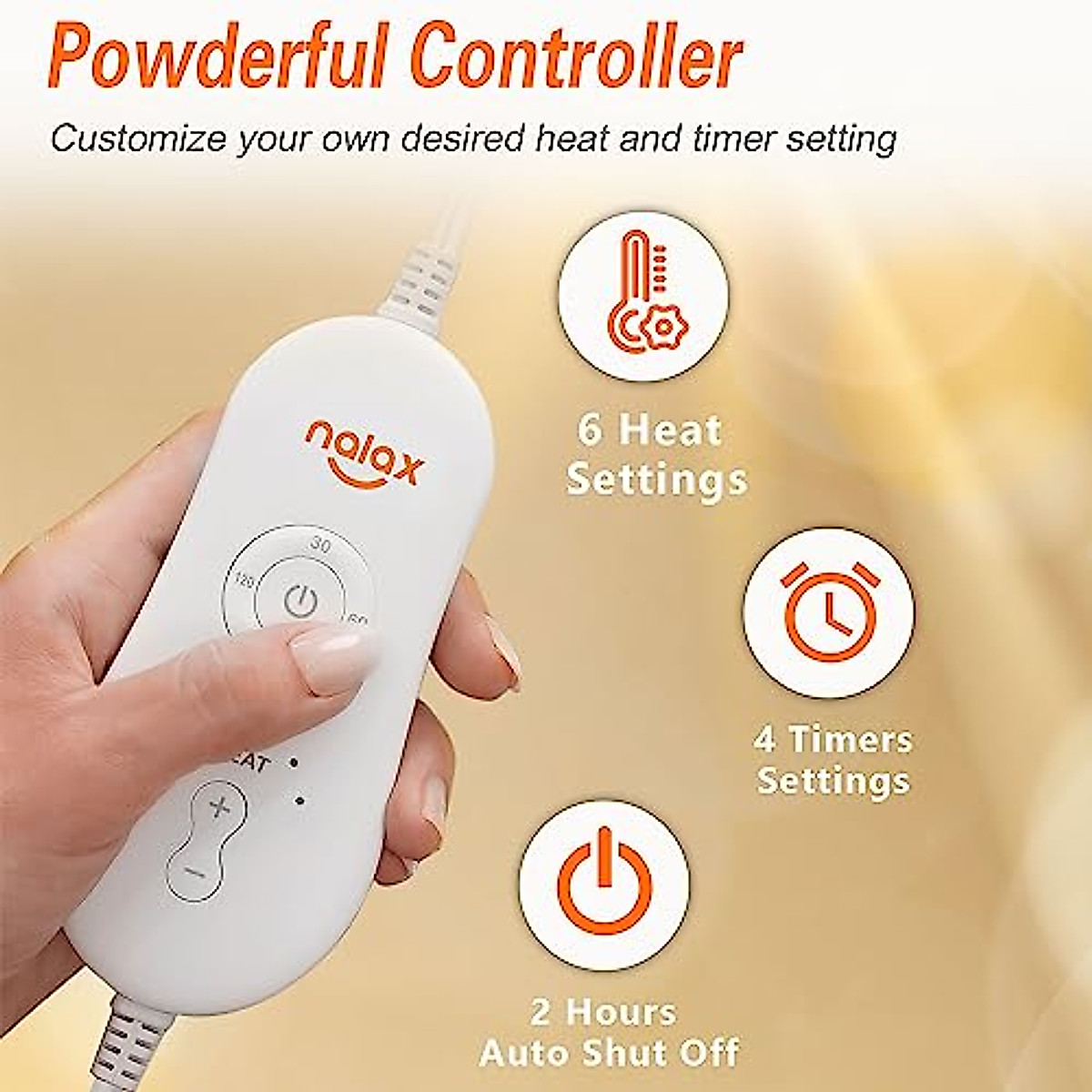 nalax Electric Microfiber Adjustable Heating Weighted Pad with Tourmaline Beads. Jade Stones, Off Timer, & Controller for Muscle Pain Relaxation, XL