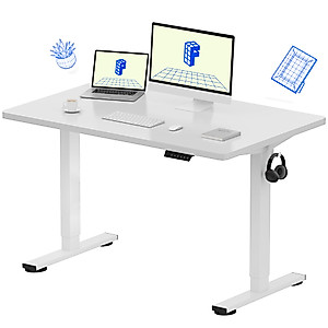 FLEXISPOT Electric Standing Desk White Whole Piece 48 x 30 Inch Desktop Adjustable Height Desk Home Office Computer Workstation Sit Stand up Desk (White Frame + 48inch White Top, 2 Packages)