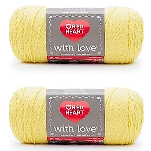 Red Heart with Love Daffodil Yarn - 2 Pack of 198g/7oz - Acrylic - 4 Medium (Worsted) - 370 Yards - Knitting/Crochet