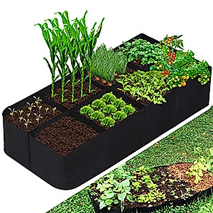Fabric Raised Garden Bed, 128 Gallon 8 Grids Plant Grow Bags, 3x6FT Breathable Planter Raised Beds for Growing Vegetables Potatoes Flowers, Rectangle Planting Container for Outdoor Indoor Gardening