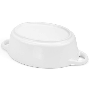 Foraineam 4 Pack 20 Ounce Porcelain Ramekins with Double Handles Oval Creme Brulee Souffle Baking Dishes