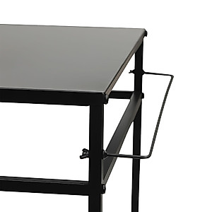Mobile Double-Shelf Outdoor Grill Cart, Portable Dining Cart Table with Hooks and Handles, Steel Pipe Dining Table for Pizza Oven, Portable Grill Table with Storage Space, Black