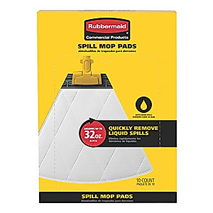 Rubbermaid Commercial Disposable, Highly Absorbant Spill Mop Pads for Spill Mop 2031093, Gray (2017059)(10-Pack)