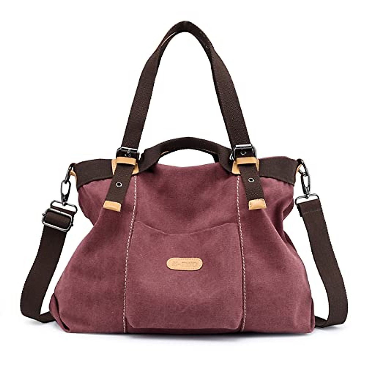 CORIOS Women Shoulder Bag Canvas Handbag Ladies Top Handle Bag Large Capacity Crossbody Bag Casual Messenger Bag Multifunctional Hobo Tote Bag for Travel Shopping Work Party Office Purple Coffee