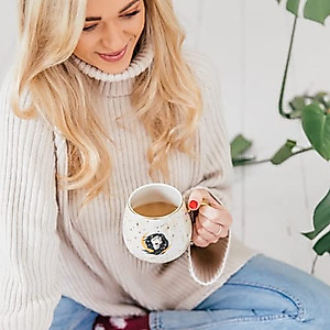 HOLY SANTO Fancy Coffee Mug Gift Set - Stay Wild Moon Child Witchy Mug with Crystal Spoon and Crystal Tea Infuser - Goth Novelty Mugs for Women Wife Mothers Day Witch Gifts, 500ml Ceramic Tea Cup