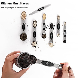 Magnetic Measuring Spoons Set Stainless Steel with Leveler, Stackable Metal Tablespoon Measure Spoon for Baking, Measuring Cups and Spoon Set Kitchen Gadgets Apartment Essentials Fits in Spice Jars