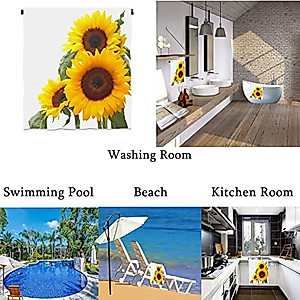 Bright Sunflowers Hand Towels Yellow Flowers Green Leaves Bathroom Hand Towels Soft Kitchen Dish Towels 13.6 X 29' for Household Daily Use | Home Decoration | Carry-On Hotel Gym Spa Sweat Towels