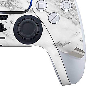 Skinit Gaming Decal Skin Compatible with PS5 and Compatible with PS5 Digital Edition DualSense Controller - Officially Licensed Skinit Originally Designed Silver Marble Design