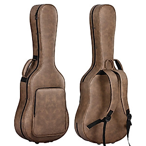 CAHAYA Acoustic Guitar Case Hardshell 0.8in Thick Padding Waterproof PU Design Easy Cleaning with 3 Pockets and Storage Box Inside for 40 41 inch Acoustic Guitar Travel Case for Air Consignment CY0227