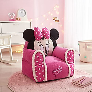 Idea Nuova Minnie Mouse Figural Sherpa Trim Bean Bag Chair, Small, Pink