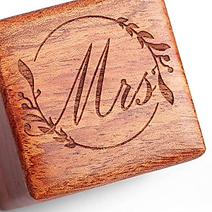 Mr. and Mrs. Ring Box – Handmade Wood Ring Box for Wedding day Ring Boxes Small Engraved for Engagement/Proposal, Rustic Ring Box, Ring Storage Box Engagement Gift (Wood Ring Box - Flower 2 PCs)