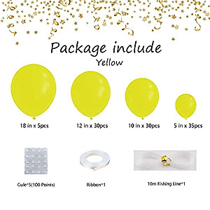 Yellow Balloons 100pcs Yellow Balloon Garland Arch Kit 5/10/12/18 Inch Different Sizes Yellow Matte Latex Balloon for Sunflower Balloons Arch Honey Bee Baby Shower Birthday Party Wedding Decorations
